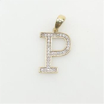 10kt Gold Clear Stone Initial "P" Pendant | Property Room