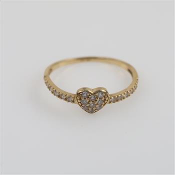 10kt Gold Clear Stone Small Heart Ring | Property Room