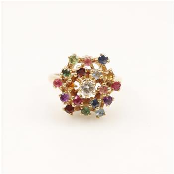 10Kt Gold Diamond And Multi-Colored Stone Ring | Property Room
