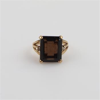 10kt Gold Diamond Brown Stone Ring | Property Room
