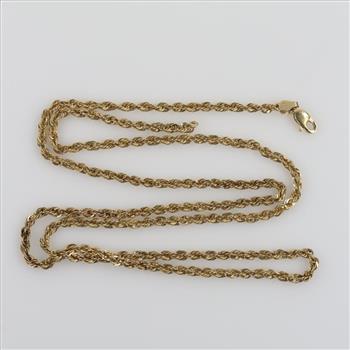 10kt Gold Hollow Rope Chain Necklace | Property Room