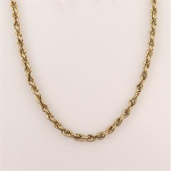 10kt Gold Hollow Rope Chain Necklace | Property Room