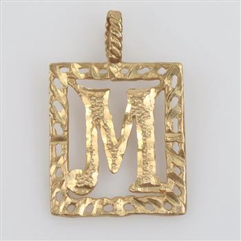 10kt Gold Letter M Pendant | Property Room