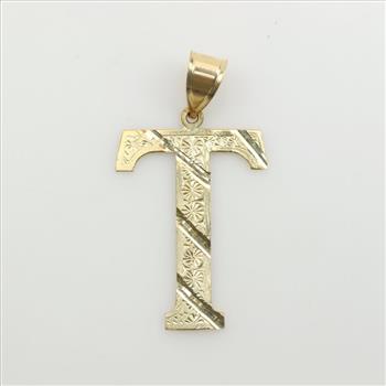 10kt Gold Letter T Pendant | Property Room