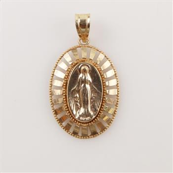 10kt Gold Religious Oval Pendant | Property Room