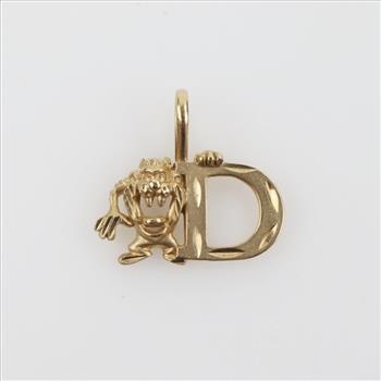 10kt Gold Tasmanian Devil Letter D Pendant | Property Room