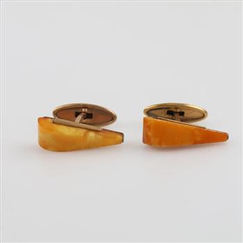 10kt GP Orange Stone Cufflinks | Property Room