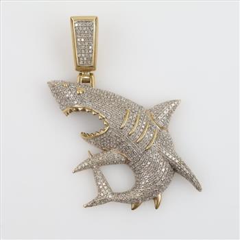 10kt Two Tone Gold Diamond Shark Pendant | Property Room
