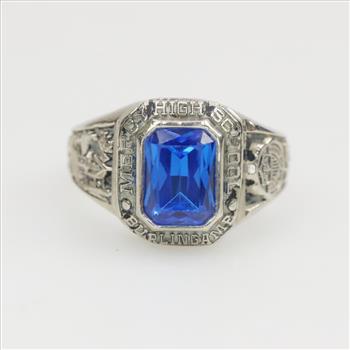 10kt White Gold Blue Stone Class Ring | Property Room