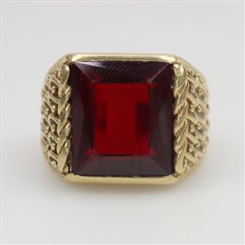 12kt Gold Red Stone Ring | Property Room