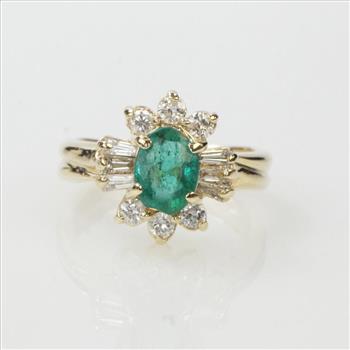 1.41ct TW Emerald Diamond 14k Gold Ring | Property Room