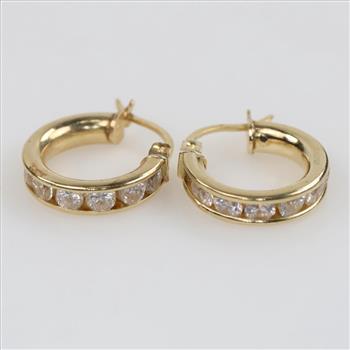 14kt Gold Clear Stone Hoops | Property Room