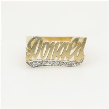14kt Gold Diamond Cursive Name Ring | Property Room