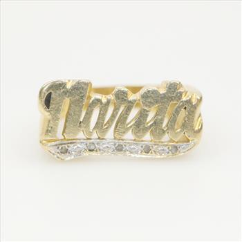 14kt Gold Diamond Cursive Name Ring | Property Room