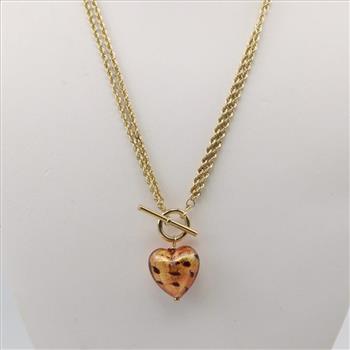 14kt Gold Double Strand Rope Chain Heart Necklace | Property Room