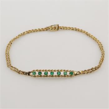 14kt Gold Emerald Double Twisted Rope Chain Bracelet | Property Room