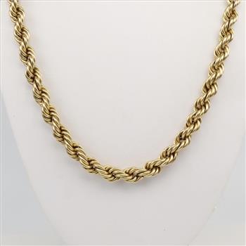 14kt Gold Hollow Twisted Rope Necklace-Evaluated By Our Certified ...