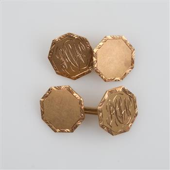 14kt Gold Monogrammed Cufflinks | Property Room
