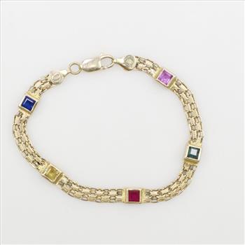 14kt Gold Multi-colored Gemstone Bracelet | Property Room