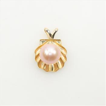 14kt Gold Pearl Sea Shell Pendant | Property Room