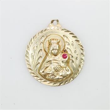 14kt Gold Red Stone Religious Pendant | Property Room