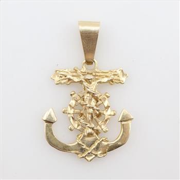 14kt Gold Religious Anchor Pendant | Property Room