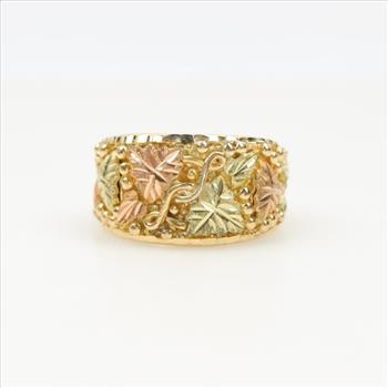 14kt Tri Colored Gold Oak Leaf Design Band | Property Room