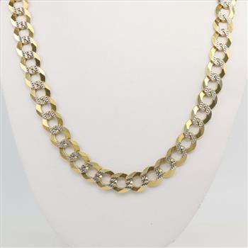 14kt Two Tone Curb Link Chain Necklace- Evaluated By Our Certified ...