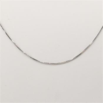 14kt White Gold Small Box Chain Necklace | Property Room