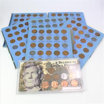 156 Lincoln Pennies In Collections Booklets And Slab | Property Room