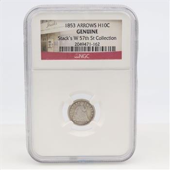 1853 Genuine Liberty Seated Silver Half Dime NGC Graded | Property Room