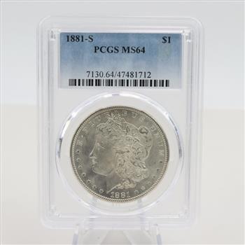 1881-S MS64 Morgan Silver Dollar PCGS Graded | Property Room