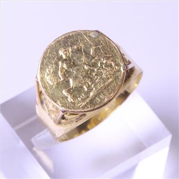 18kt Gold 6g 1887 Great Britain Victoria Gold Sovereign Coin Signet ...