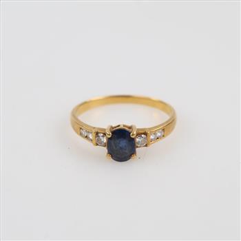18kt Gold Blue Stone Diamond Accent Ring | Property Room