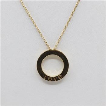 18kt Gold Cable Chain Circle Pendant Necklace | Property Room