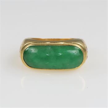 18kt Gold Diamond And Jadeite Jade Signet Ring | Property Room