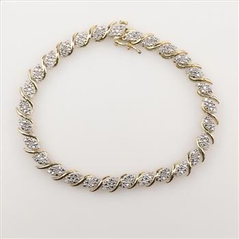 18kt Gold Over Sterling Silver Diamond Bracelet | Property Room