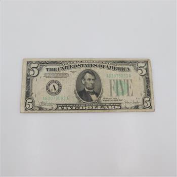1934-C Federal Reserve Note 5 Dollars | Property Room