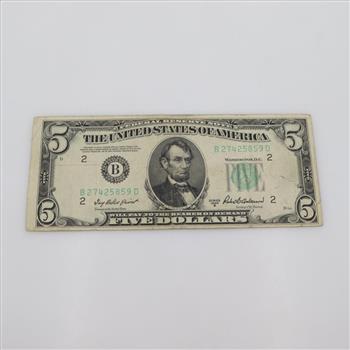 1950-B Federal Reserve Note 5 Dollar | Property Room