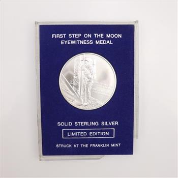 1969 Franklin Mint First Step On The Moon Silver Round | Property Room