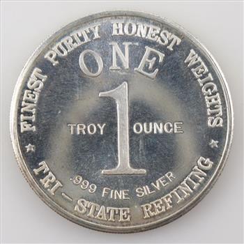 1976 Fine Silver Tri-State Refining God Bless America 1 Troy Oz Round ...