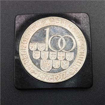 1977 Austrian Silver Proof 100 Schilling | Property Room