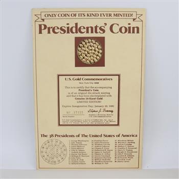 1981 Commemorative Coin Presidents Gold Plated Coin | Property Room