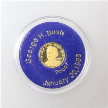 1989 24k Gold George H Bush Miniature Coin | Property Room