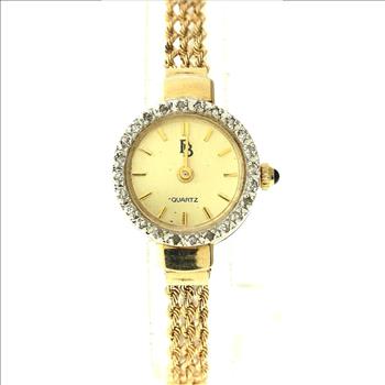 PB 14kt Gold Quartz Watch With Diamond Accent Bezel | Property Room
