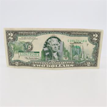 2003A Two Dollars US Note Texas State Landmark Overlay | Property Room