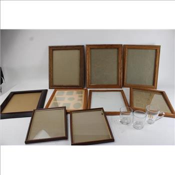3 Glasses And 9 Wodden Picture Frames | Property Room