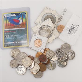 30+ US Coins With 1 Trading Card And 1 Silver Coin | Property Room