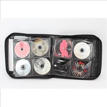 40 Assorted Music Cds & 12 DVD Movies In Sentry Carrying Case ...