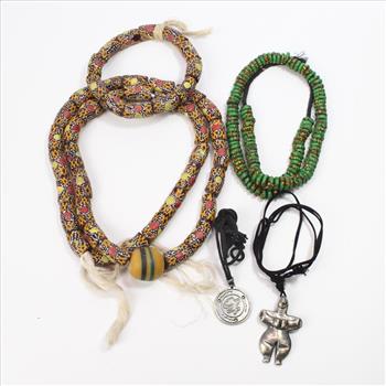 5 Okata & Krobo Glass Necklaces And Bracelet | Property Room